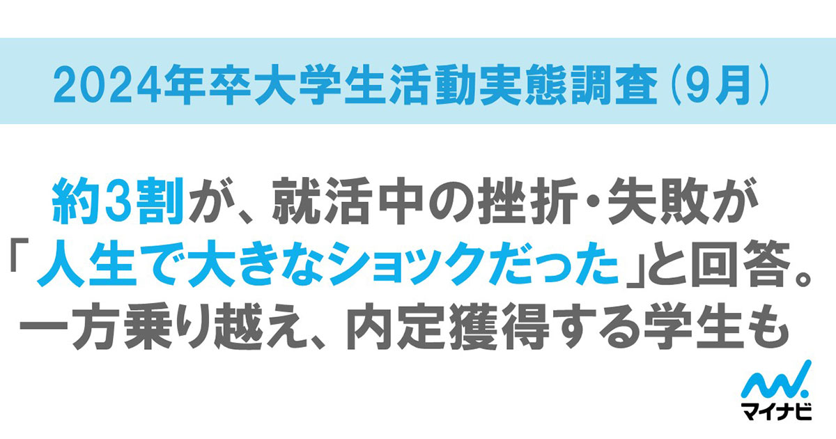 24年卒学生、約3割が就活中の挫折・失敗経験を「人生の中でも大きなショック」と回答【マイナビ調査】|EdTechZine（エドテックジン）