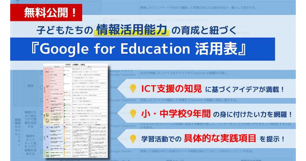 ストリートスマート、子どもたちの情報活用能力を育む「Google for Education 活用表」を無料公開|EdTechZine（エドテックジン）